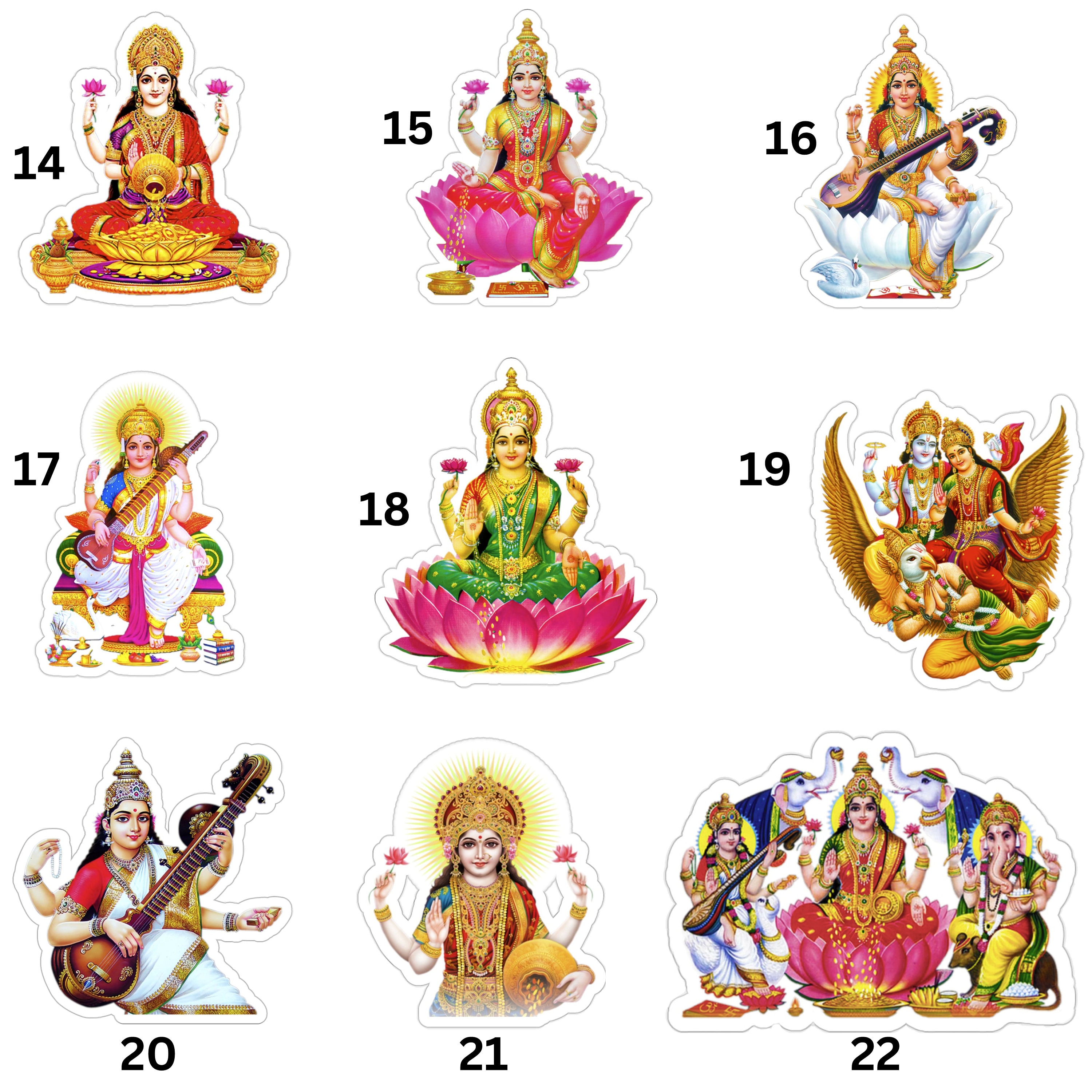Hindu Gods Stickers- Krishna,rama, Hanuman, Durga, Lakshmi, Saraswati ...