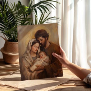 Christian Art, Holy Family, Baby Jesus With Father Joseph and Mother ...
