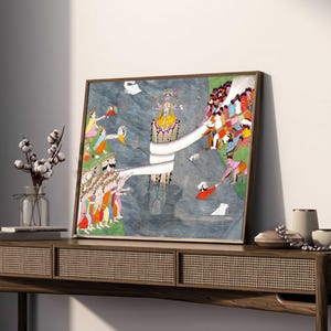 Hindu God Wall Art, SAMUDRA MANTHAN, Churning of the Ocean ,vintage Art ...