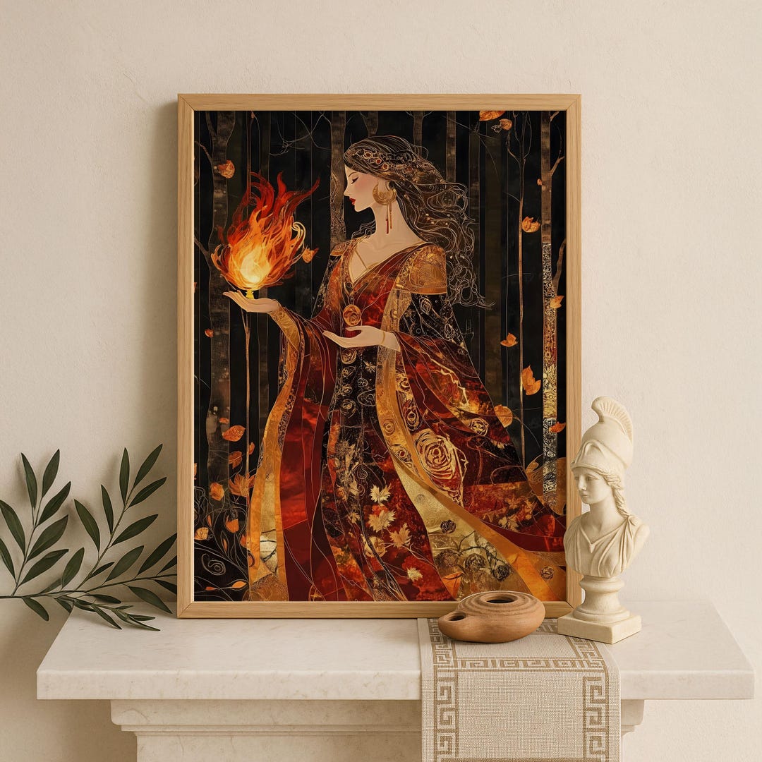 Hestia Wall Art, Greek Goddess of Home and Hearth, Hestia Canvas, Greek ...
