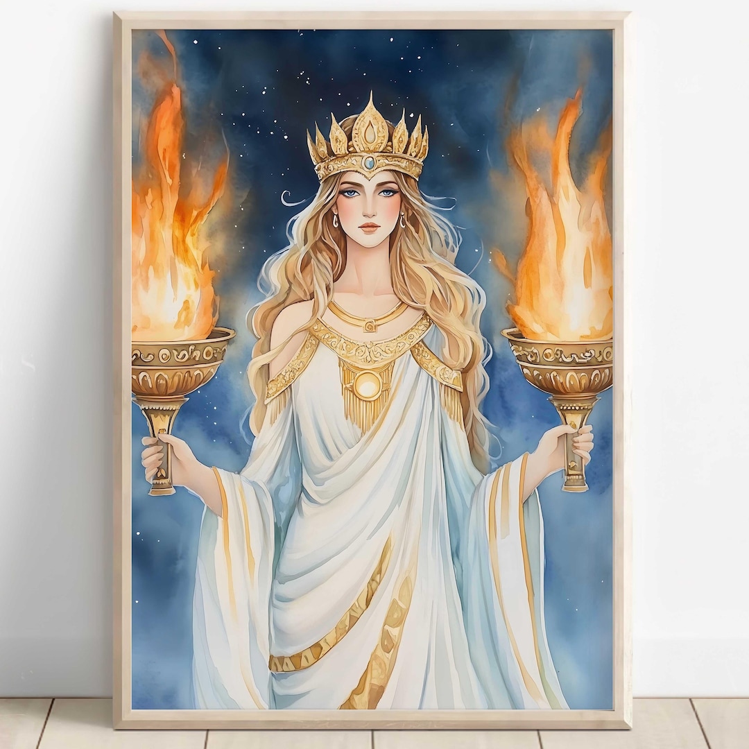 Hestia Wall Art, Greek Goddess of Home and Hearth, Hestia Canvas, Greek ...