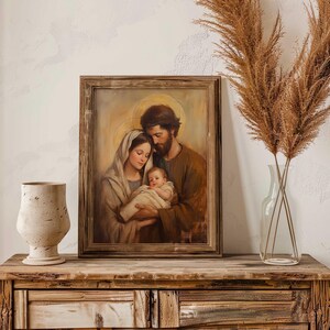 Christian Art, Holy Family, Baby Jesus With Father Joseph and Mother ...