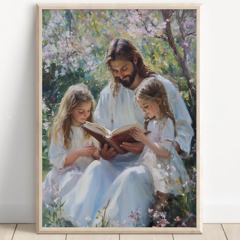 Christian Art, Jesus Christ Reading Bible, Christ With Kids, Modern ...