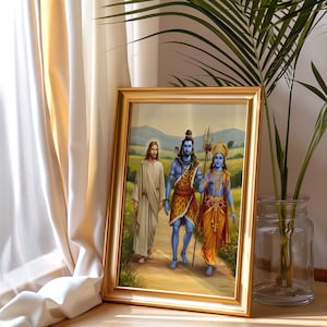 Jesus Christ With Lord Shiva and Krishna, Jesus Along With Shiva and ...