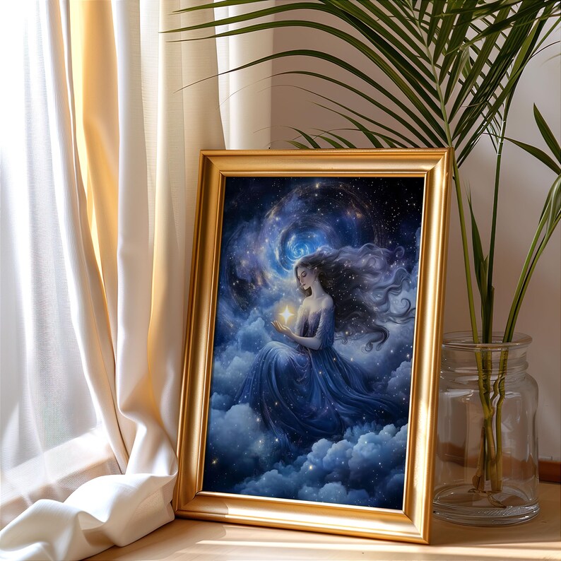 Asteria Wall Art, Greek Goddess of Stars, Art Nouveau Decor, Mythology ...