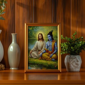 Lord Krishna Meditating With Jesus Christ, Jesus Along With Krishna ...