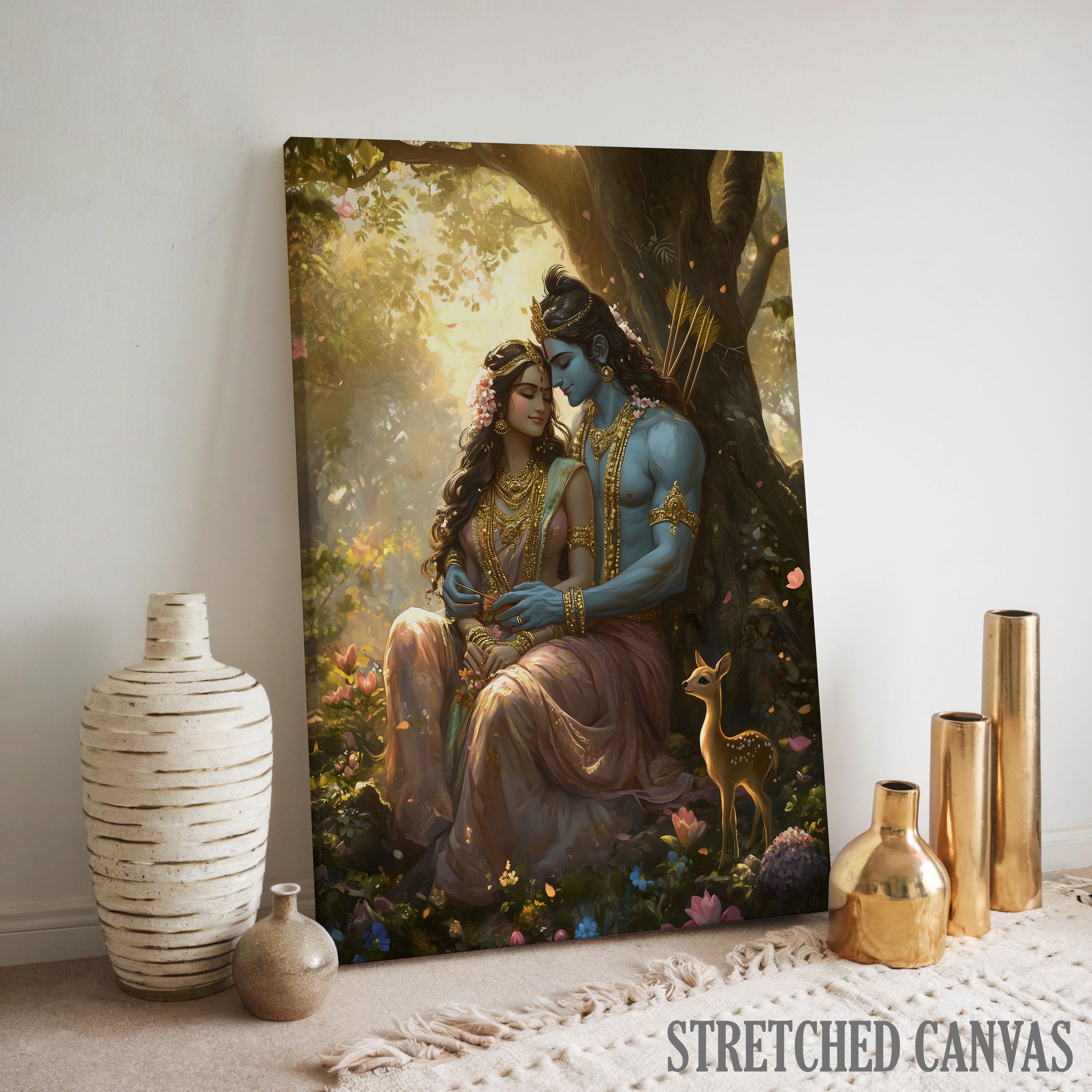 Ram and Sita Art, Lord Rama and Sita, Hindu God Wall Art ,ram, Rama and ...