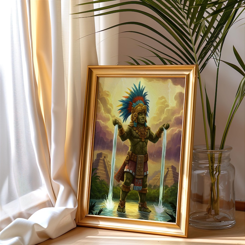 Aztec Wall Art, Tlaloc Art, Aztec God of Rain Decor, Aztec Mythology ...