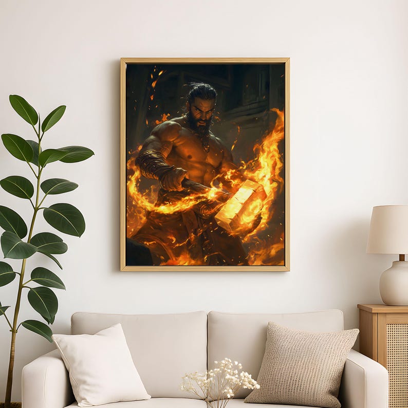 Hephaestus Wall Art, God of Fire, Blacksmithing, and Craftsmanship ...