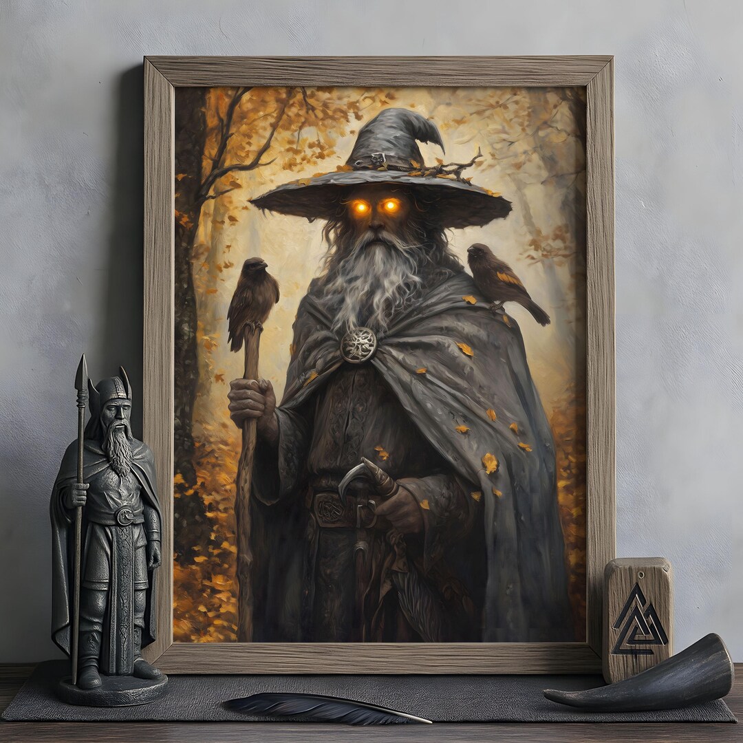 Odin Wall Art, Norse Mythology Decor, Viking God Artwork, All-father ...