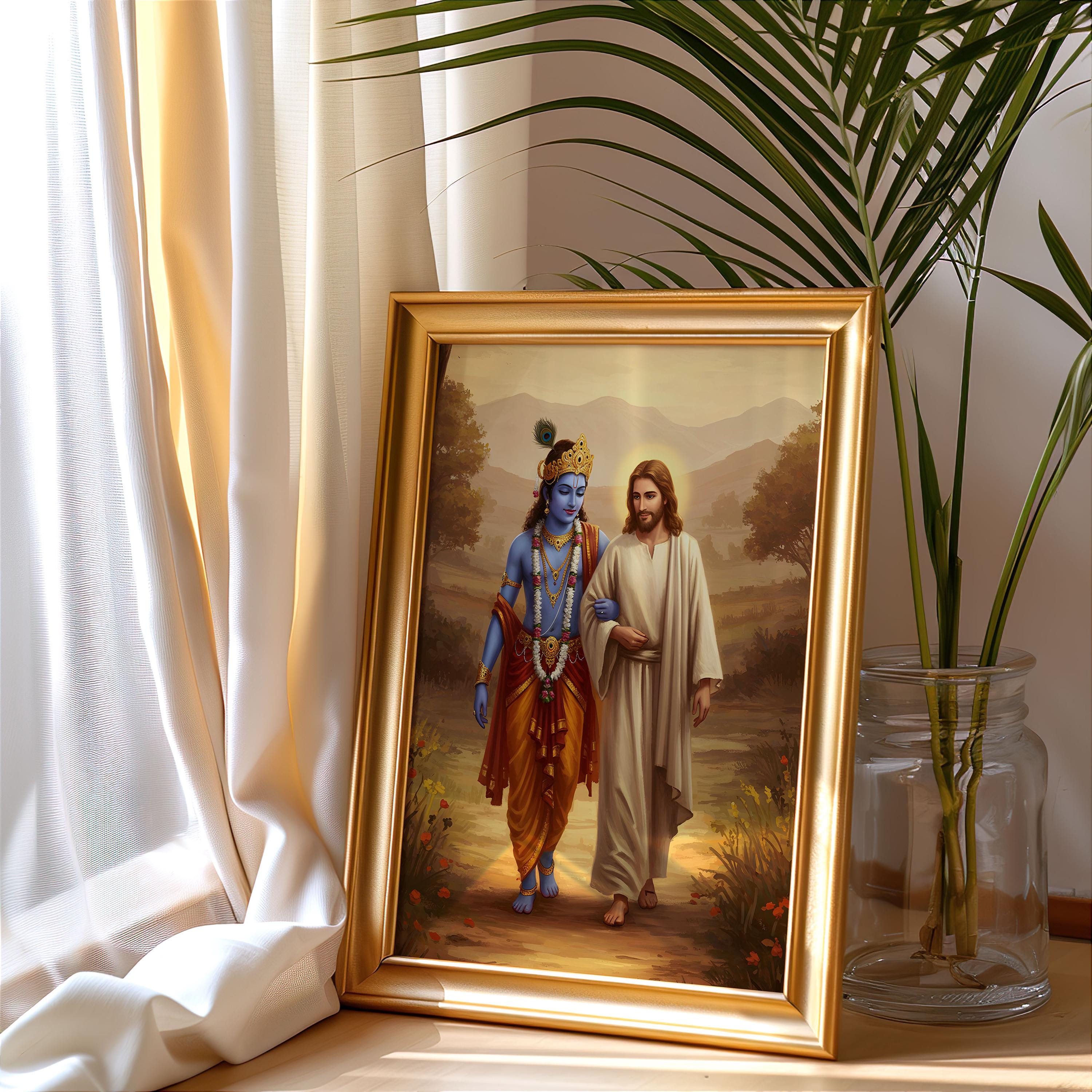 Lord Krishna Meets With Jesus Christ, Jesus Walking Along With Krishna ...
