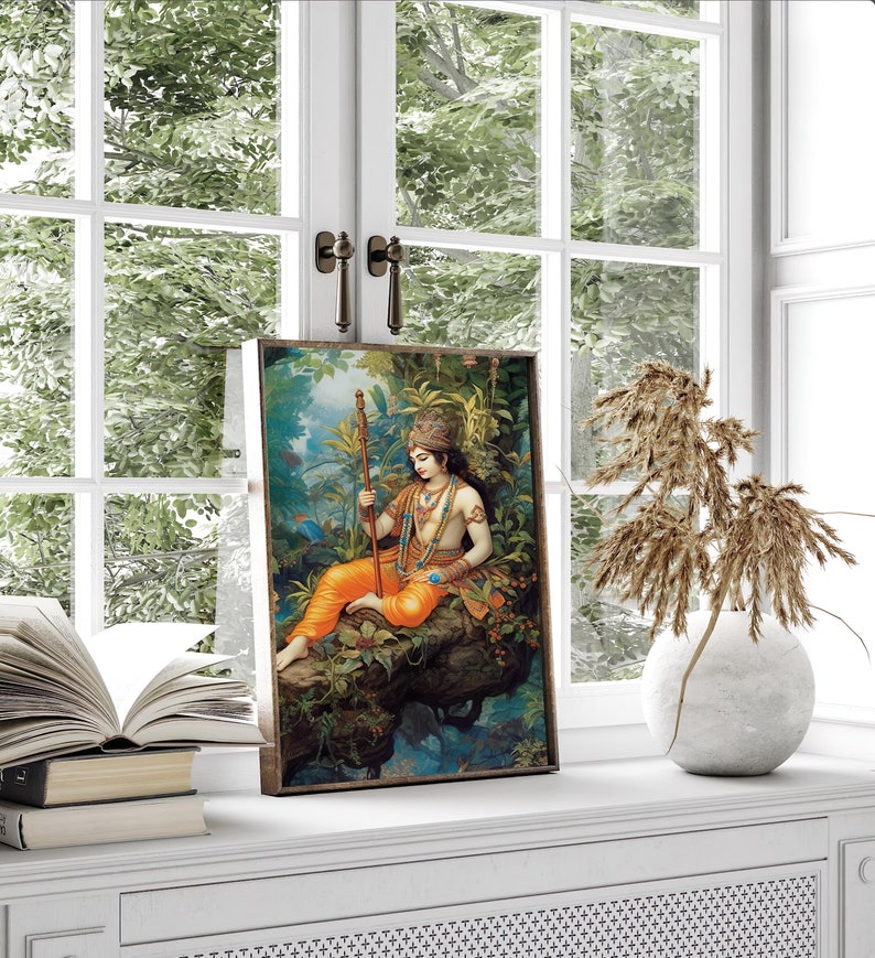 Hindu God Wall Art, Krishna, Illustration Wall Art, Indian God, Poster ...