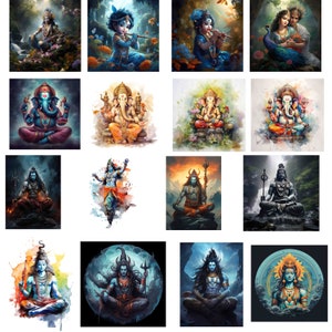 57 Hindu God Gallery Wall Set| MIGHTY BUNDLE | Lakshmi | Saraswati | Krishna | Shiva | Ganesha ...