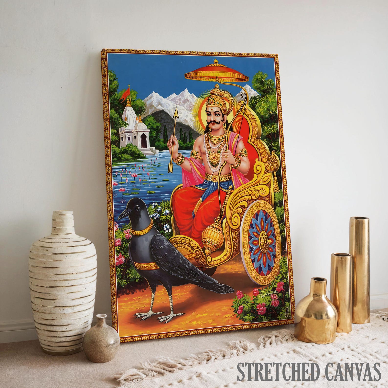 Shani, Shani Dev, Hindu God Wall Art, Vintage Art, Poster Print, Canvas ...
