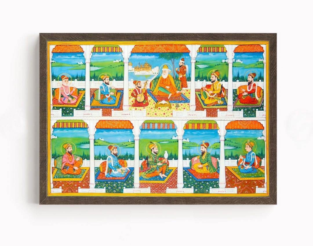 Sikh Gurus Art Print | Ten Sikh Gurus Painting | Guru Nanak Dev to Guru ...