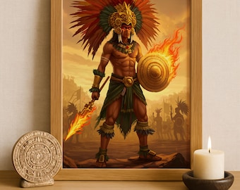 Aztec Wall Art, Tonatiuh Art, Aztec Sun God Decor, Aztec Mythology ...
