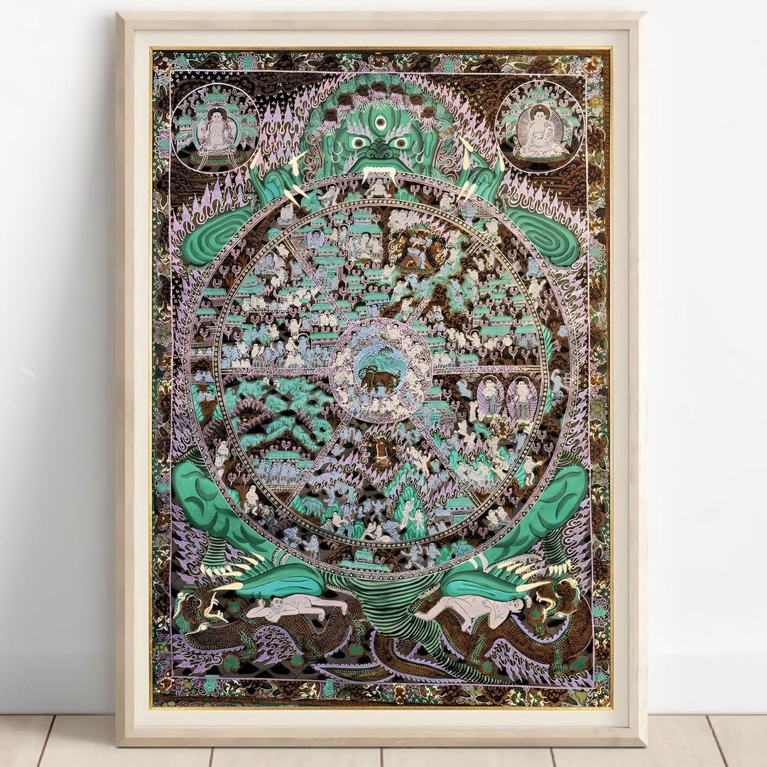 Bhavachakra Wheel of Life Thangka Poster Samsara Tibetan Buddhist Art ...