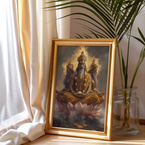 Brahma, Hindu God Wall Art, Hindu God Brahma, Indian God, Poster Print ...