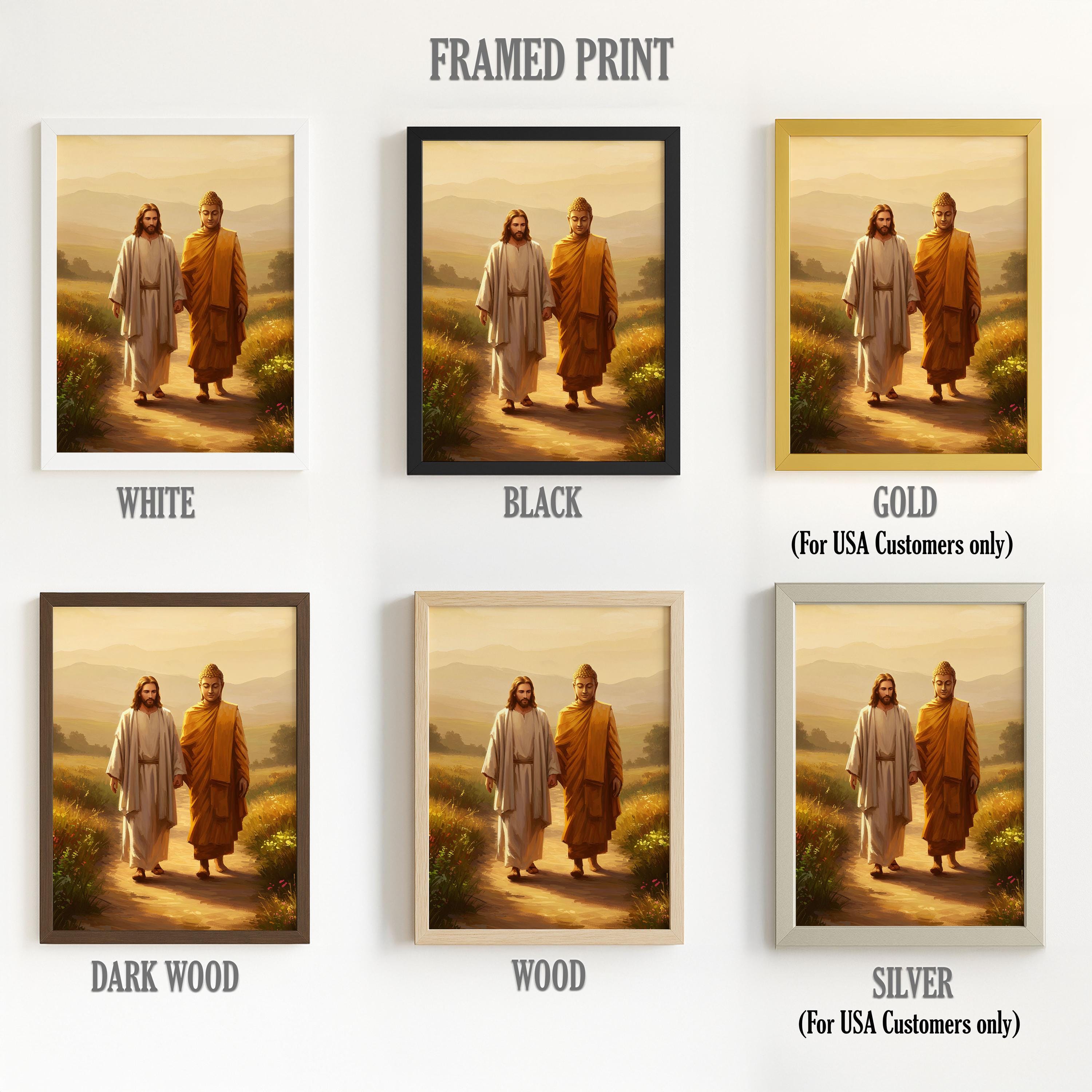 Buddha and Jesus Walking Together, Religious Art Print, Spiritual ...