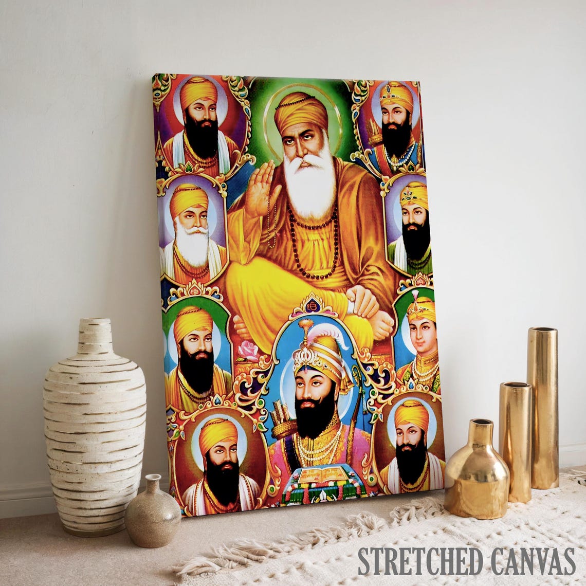 Sikh Art | Ten Sikh Gurus | All in One Frame | Religious Art | Vintage ...