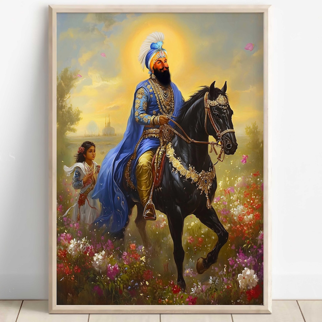 Sikh Art Guru Gobind Singh Tenth Sikh Guru From 1675 to 1708 Vintage ...