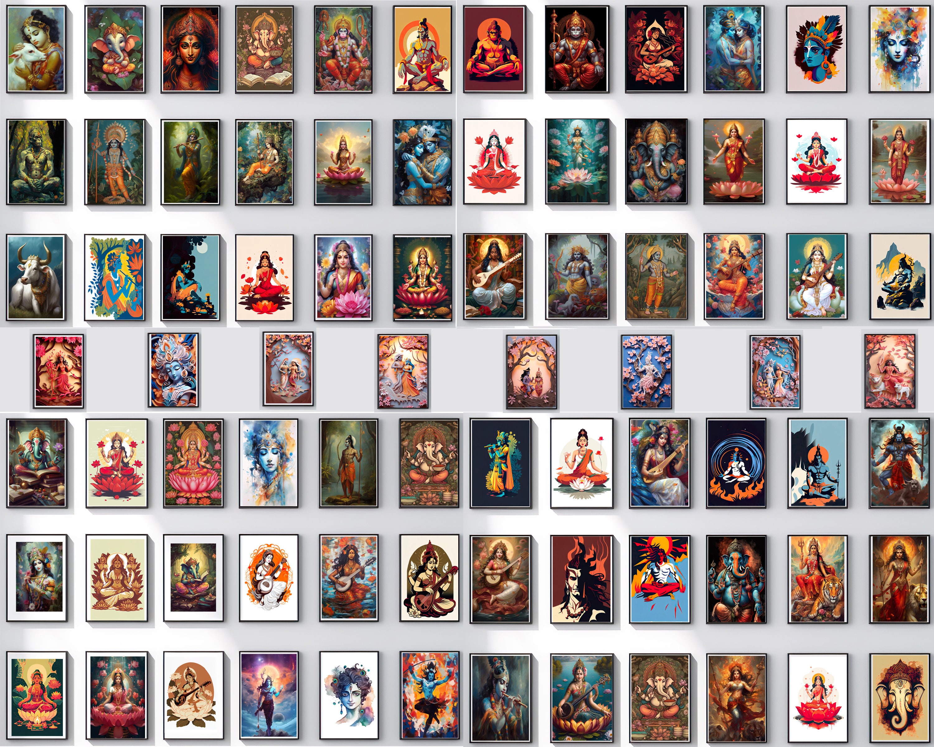 80 Hindu God Gallery Wall Set| MIGHTY BUNDLE | Lakshmi | Saraswati ...