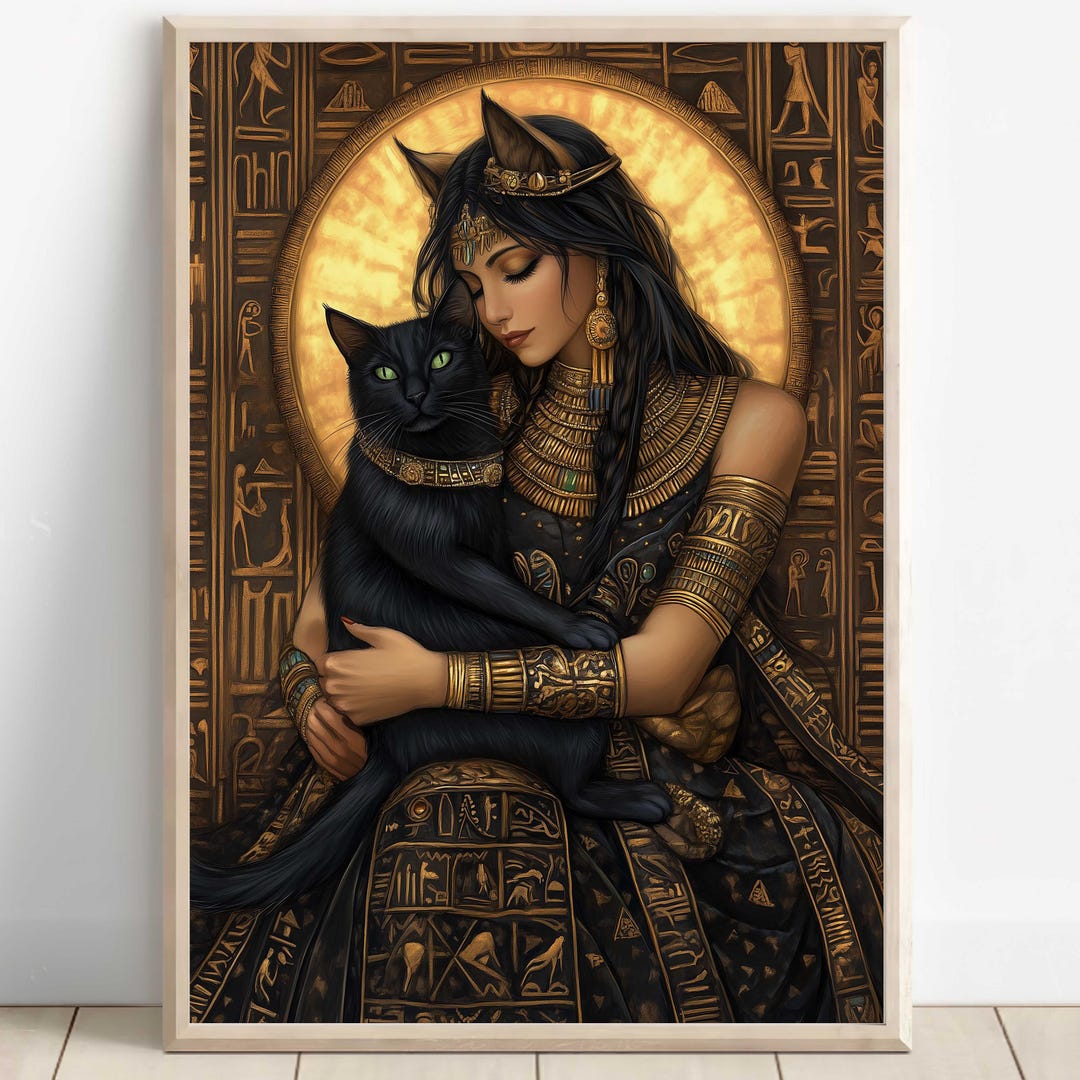 Egyptian Goddess Bastet Print, Bastet Cat Goddess Wall Art, Ancient ...