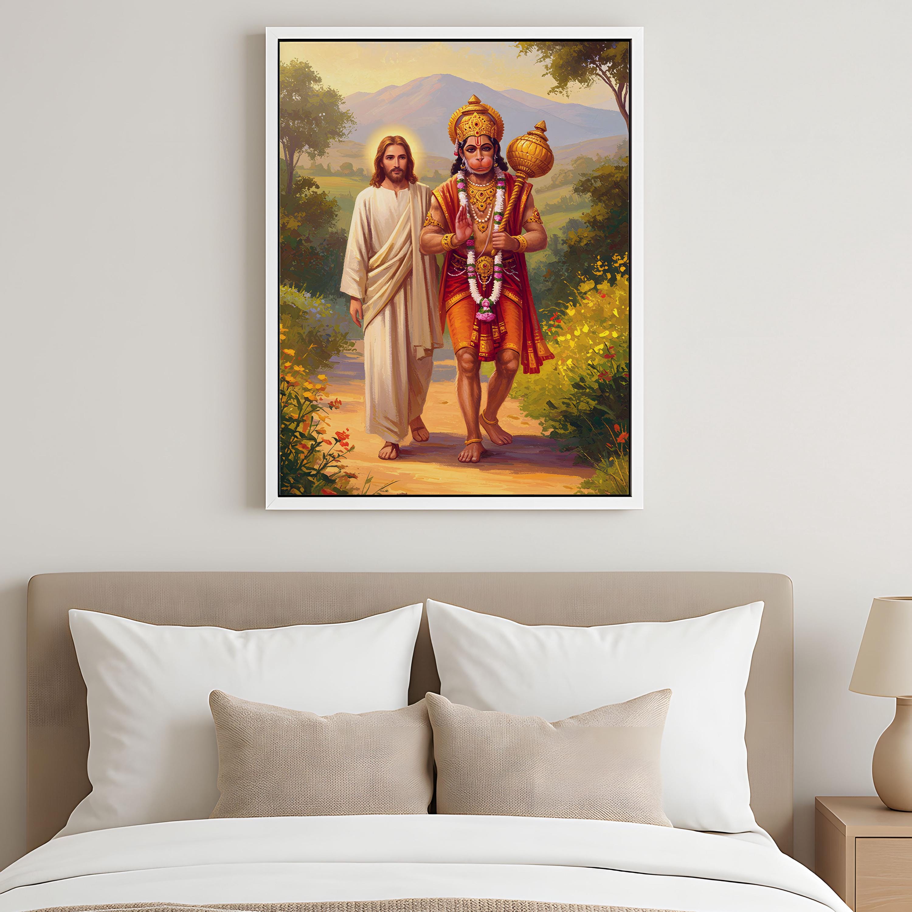 Lord Hanuman With Jesus Christ, Jesus Walking Along With Hanuman ...
