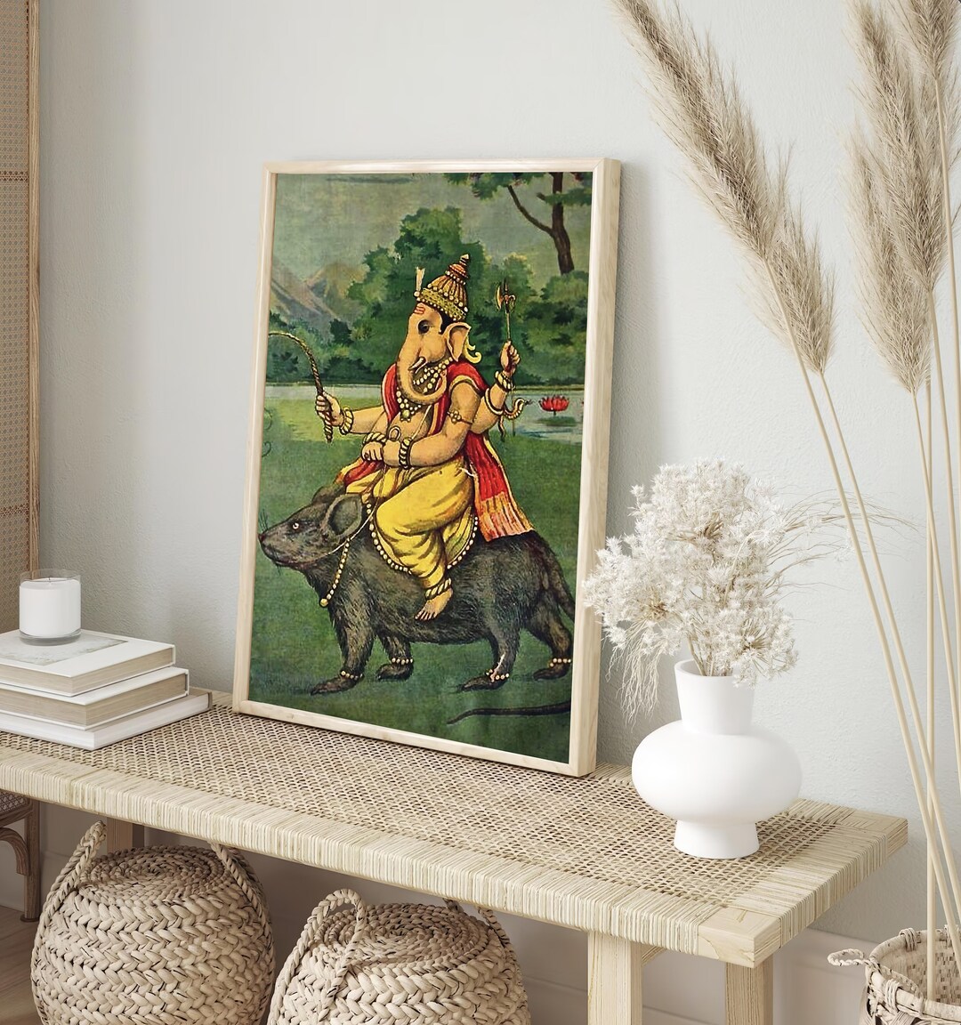 Hindu God Wall Art ganesha GANESH on His Vahana raja Ravi - Etsy