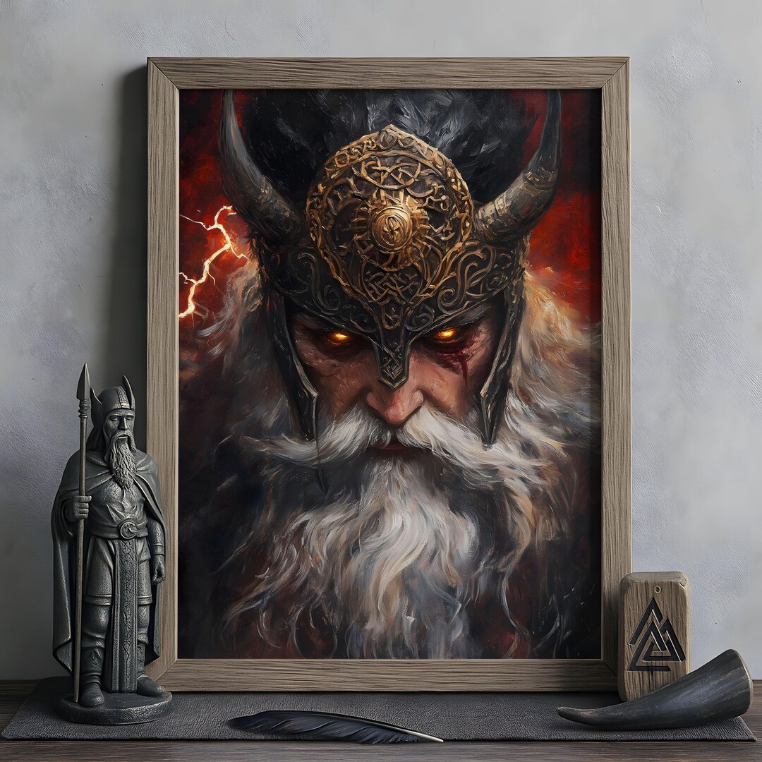 Odin Wall Art, Norse Mythology Decor, Viking God Artwork, All-father ...
