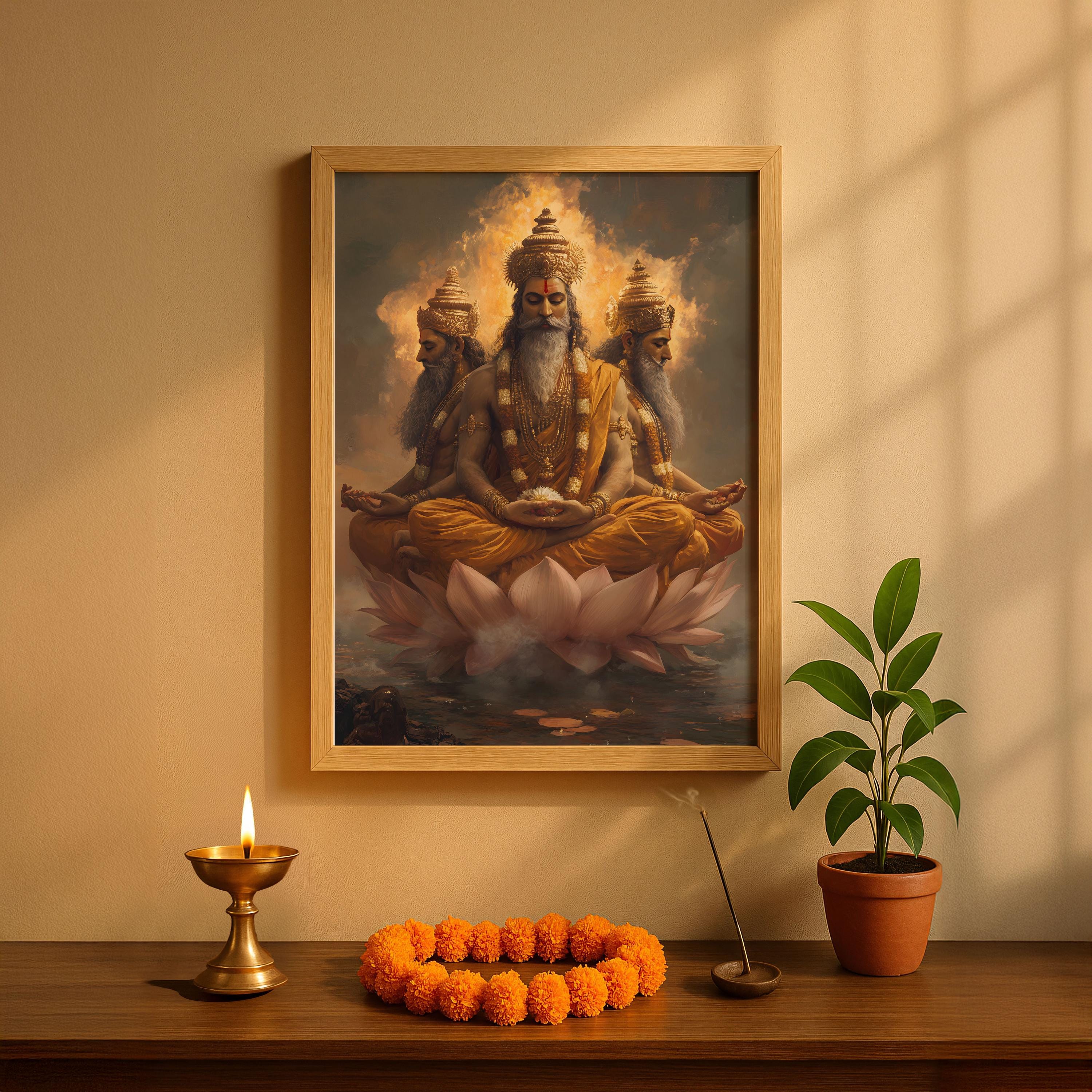 Brahma, Hindu God Wall Art, Hindu God Brahma, Indian God, Poster Print ...