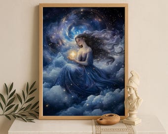 Asteria Wall Art, Greek Goddess of Stars, Art Nouveau Decor, Mythology ...