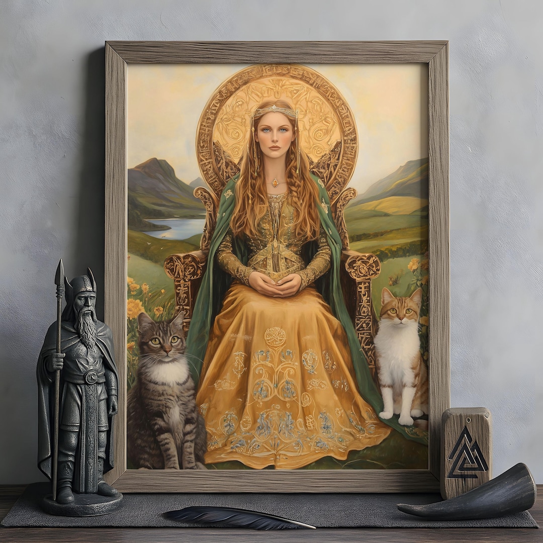 Freyja Wall Art, Norse Mythology Decor, Viking Goddess Artwork, Goddess ...