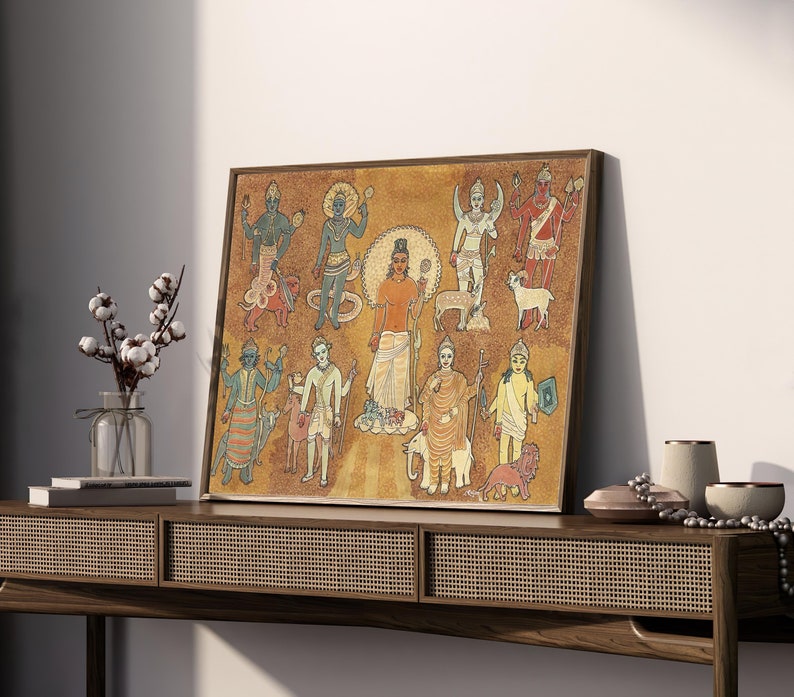 Hindu God Wall Art NAVAGRAHA the Nine ASTROLOGICAL PLANETS - Etsy