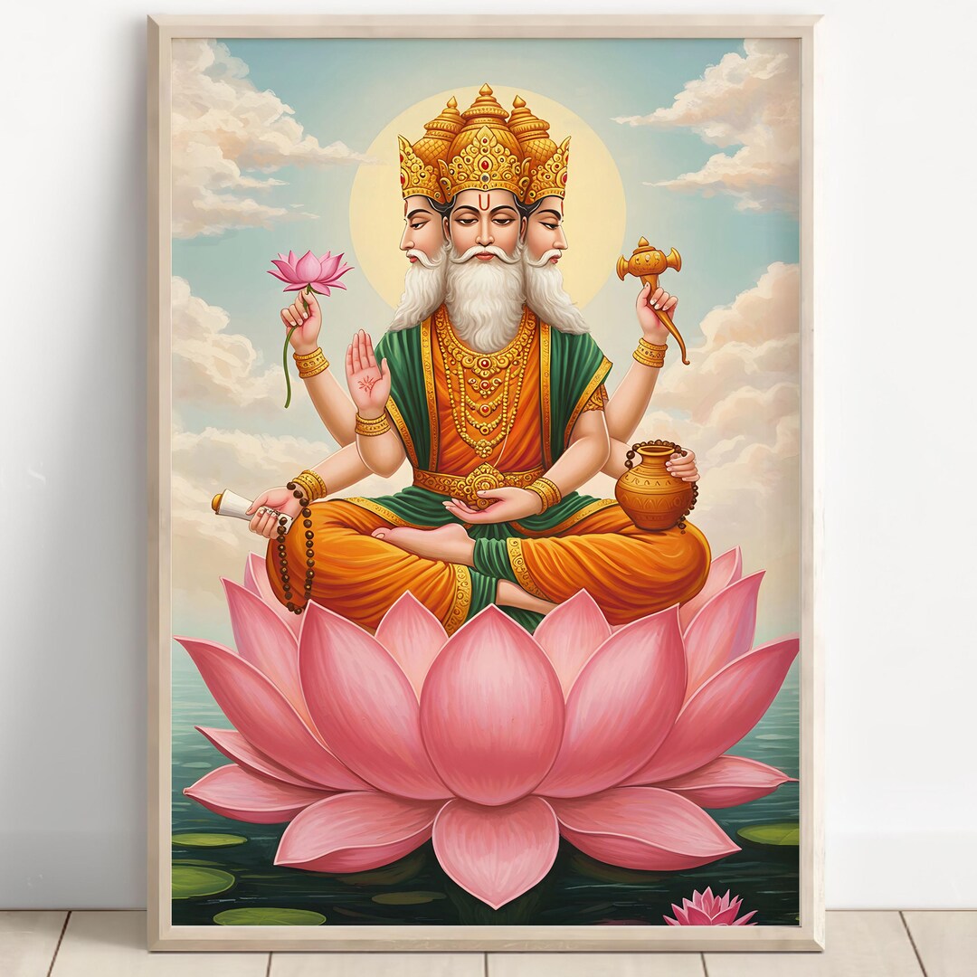 Brahma Wall Art, Hindu God Wall Art, Hindu God Brahma, Indian God ...