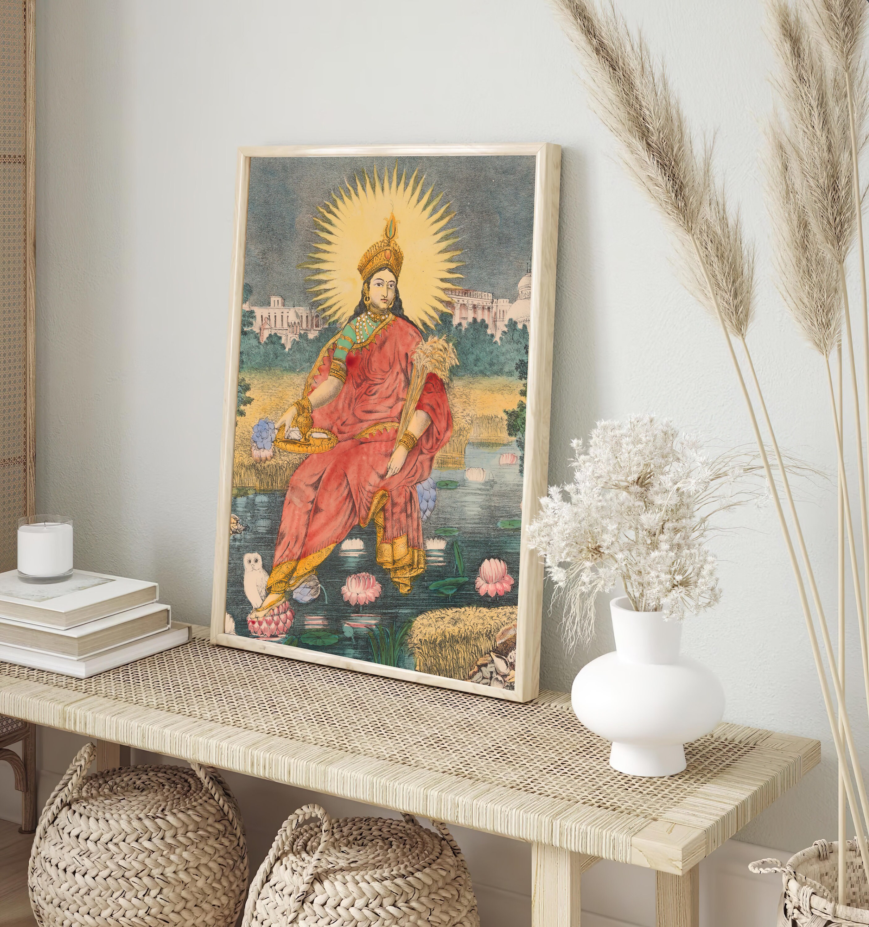 Hindu Goddess Wall Art ,lakshmi, Vintage Art, Indian God, Poster Print ...