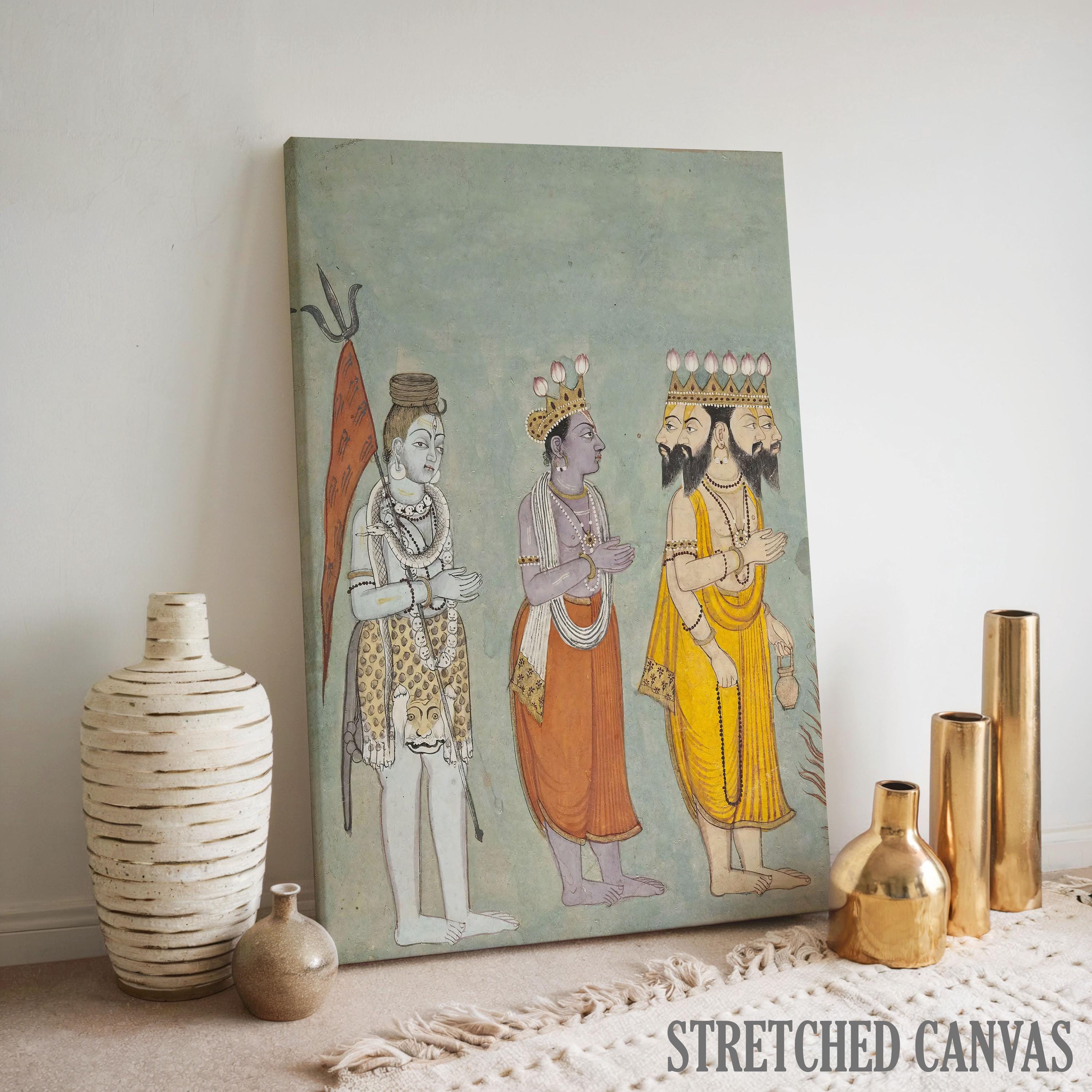 Vishnu, Shiva and Brahma, Trimurti, Hindu God Wall Art, Indian God ...