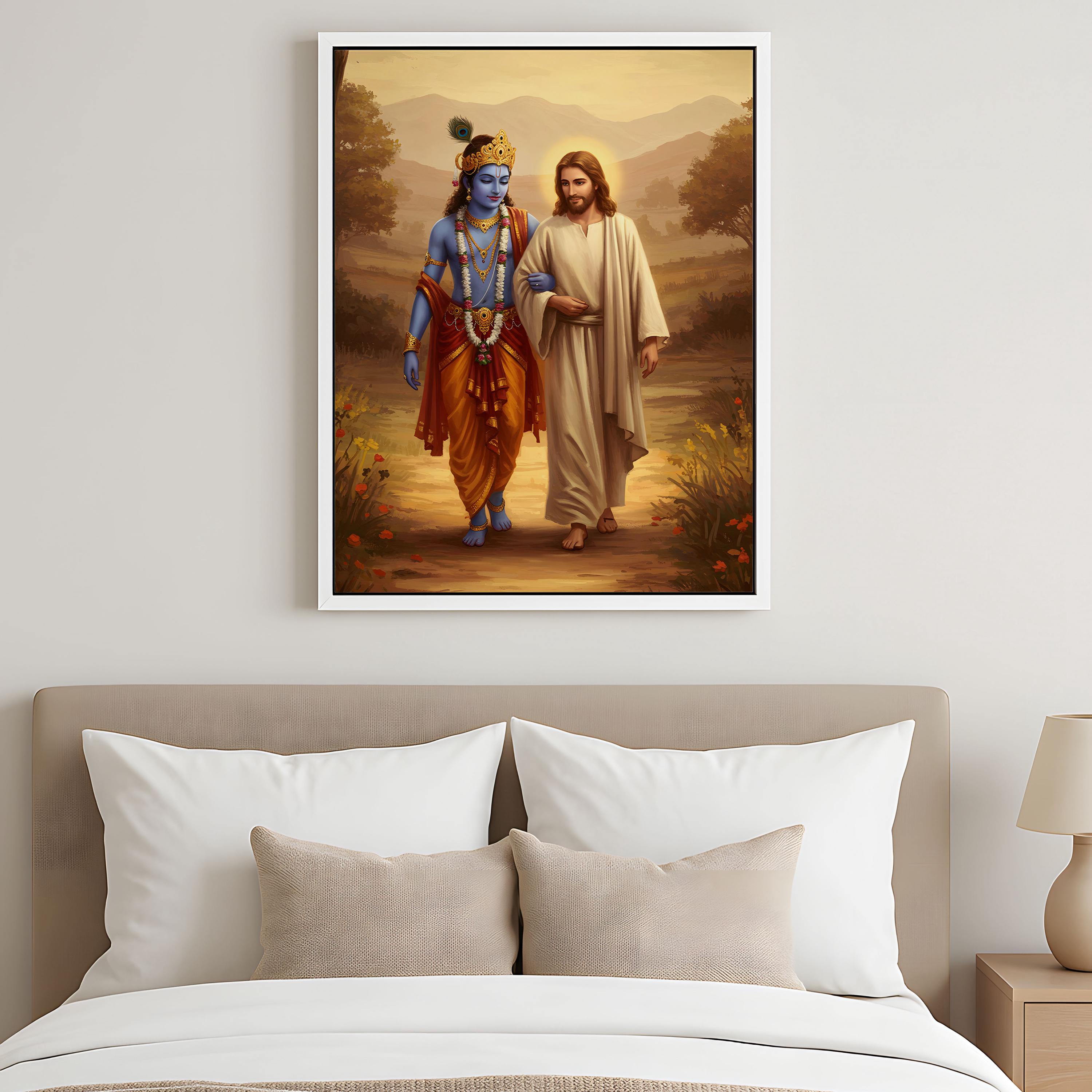 Lord Krishna Meets With Jesus Christ, Jesus Walking Along With Krishna ...