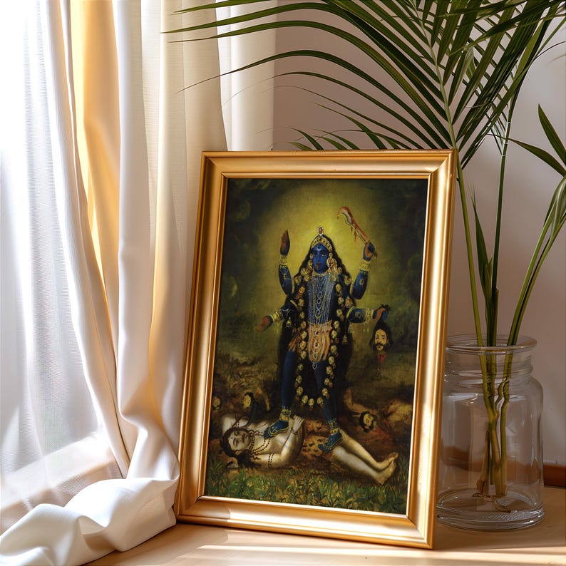 Goddess Kali Standing on Shiva | Classic Hindu Mythology Art Print ...