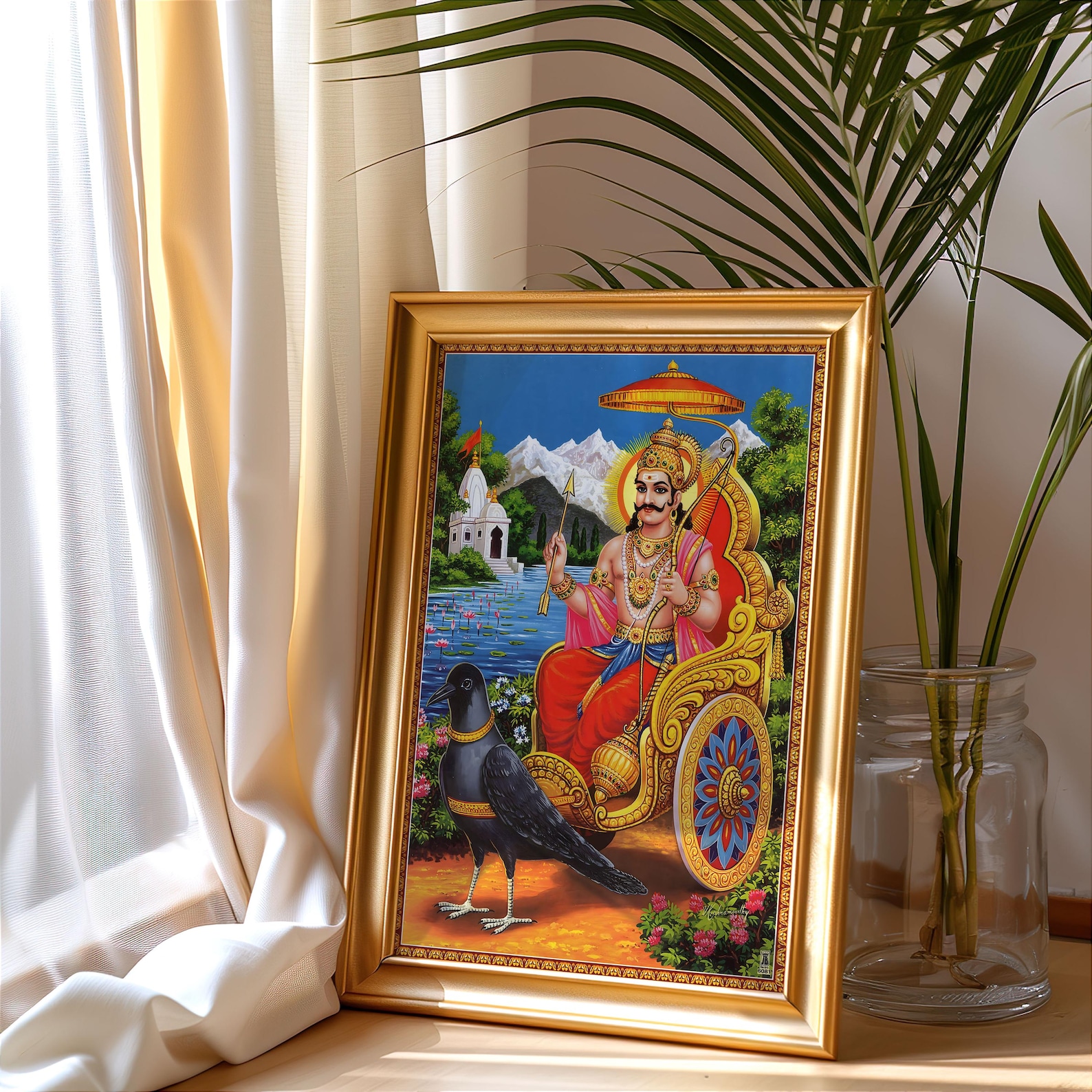 Shani, Shani Dev, Hindu God Wall Art, Vintage Art, Poster Print, Canvas ...