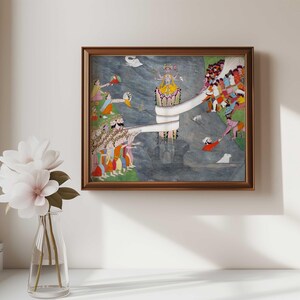 Hindu God Wall Art, SAMUDRA MANTHAN, Churning of the Ocean ,vintage Art ...