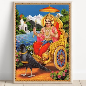 Shani, Shani Dev, Hindu God Wall Art, Vintage Art, Poster Print, Canvas ...