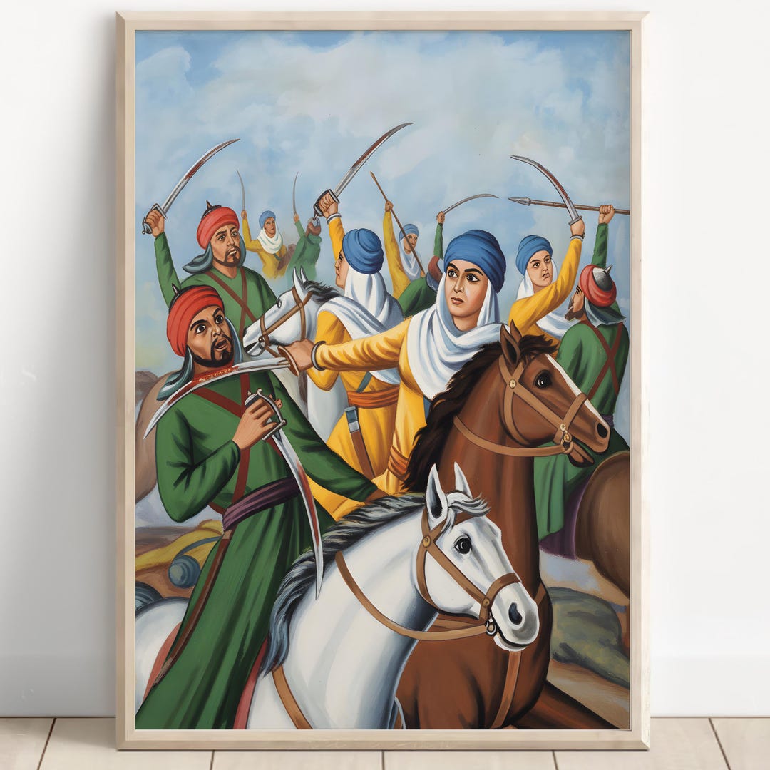 Shaheed Bibi Baghel Kaur Poster | Sikh Warrior Woman Painting | Sikh ...