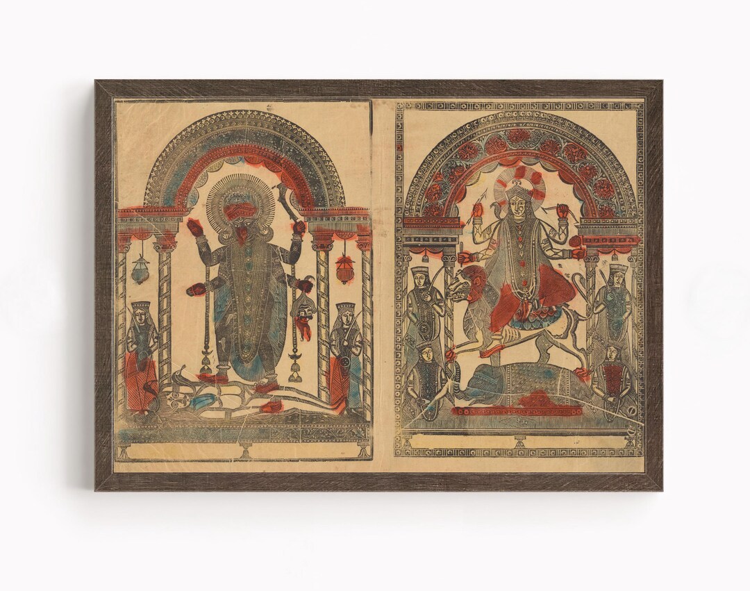 The Kali and Jagadhatri , Hindu Goddess Wall Art, KALI, Vintage Art ...