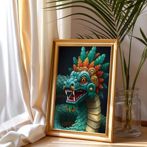 Aztec Wall Art, Quetzalcoatl Art, Aztec Serpent God Decor, Quetzalcóatl ...
