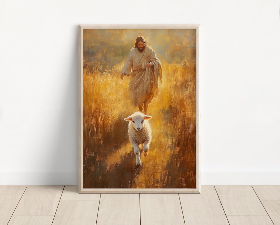 Arte Cristã, Jesus e Cordeiro, Cristo Salva Cordeiro, Jesus Deixa os 99 ...