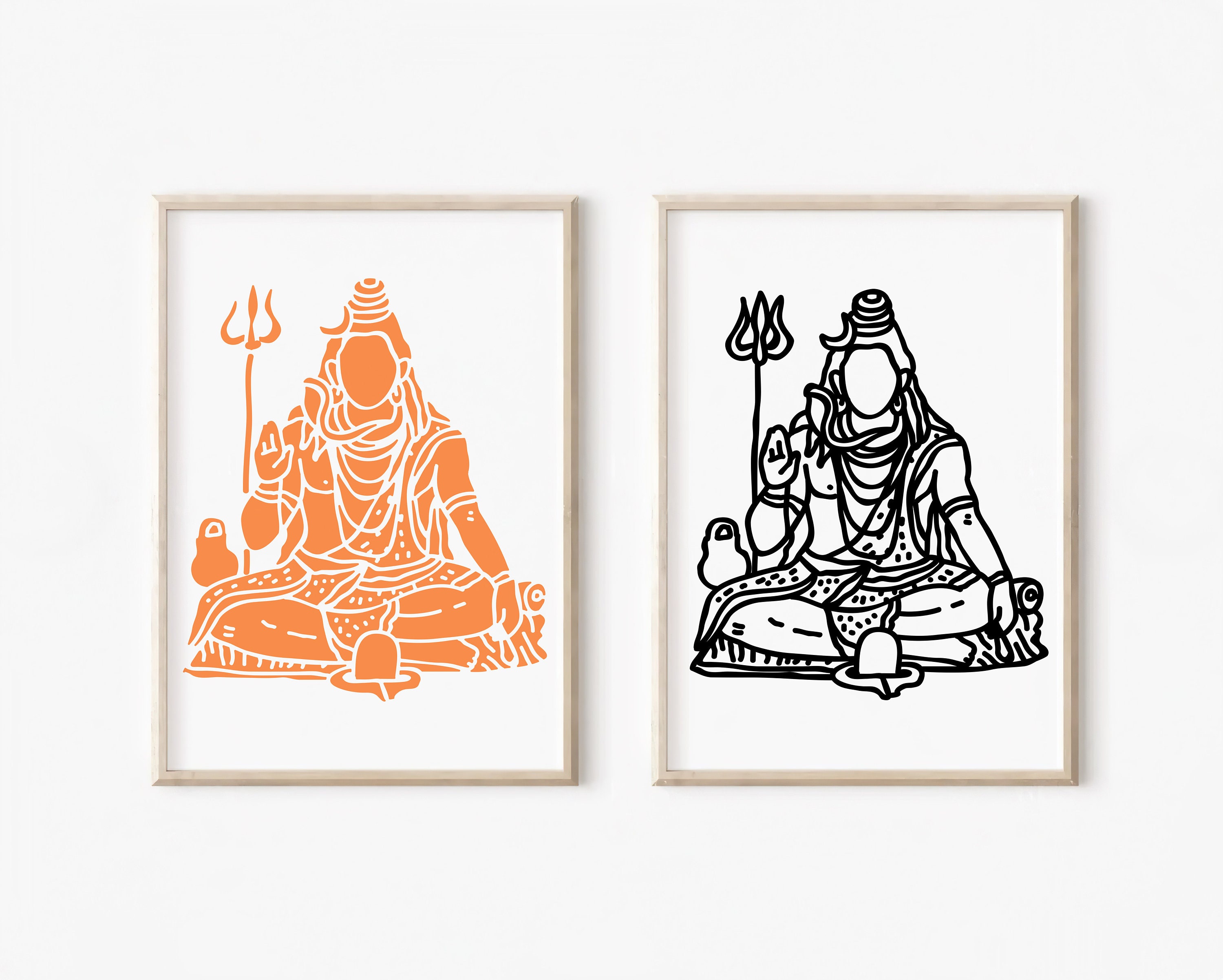 Hindu God Wall Art, SHIVA, Shiva Line Art, Indian God, Poster Print ...