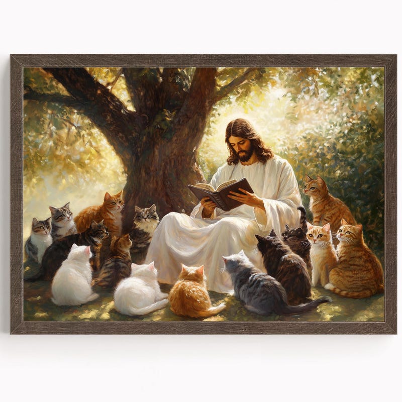 Cat Jesus Art - Etsy
