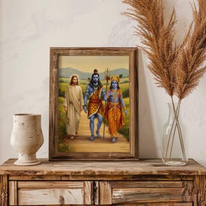 Jesus Christ With Lord Shiva and Krishna, Jesus Along With Shiva and ...