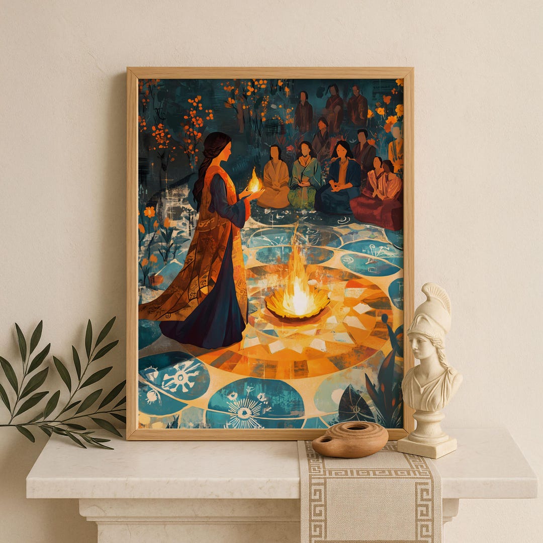 Hestia Wall Art, Greek Goddess of Home and Hearth, Hestia Canvas, Greek ...